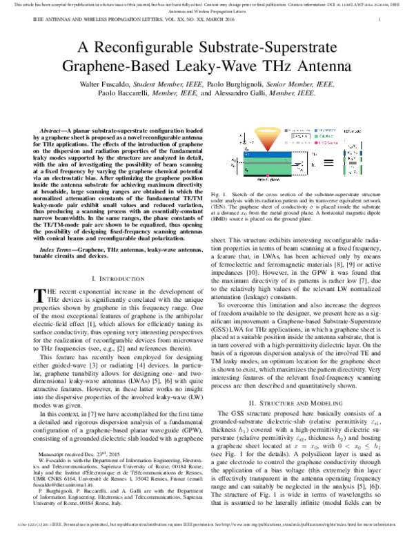 (PDF) A Reconfigurable Substrate–Superstrate Graphene-Based Leaky-Wave ...