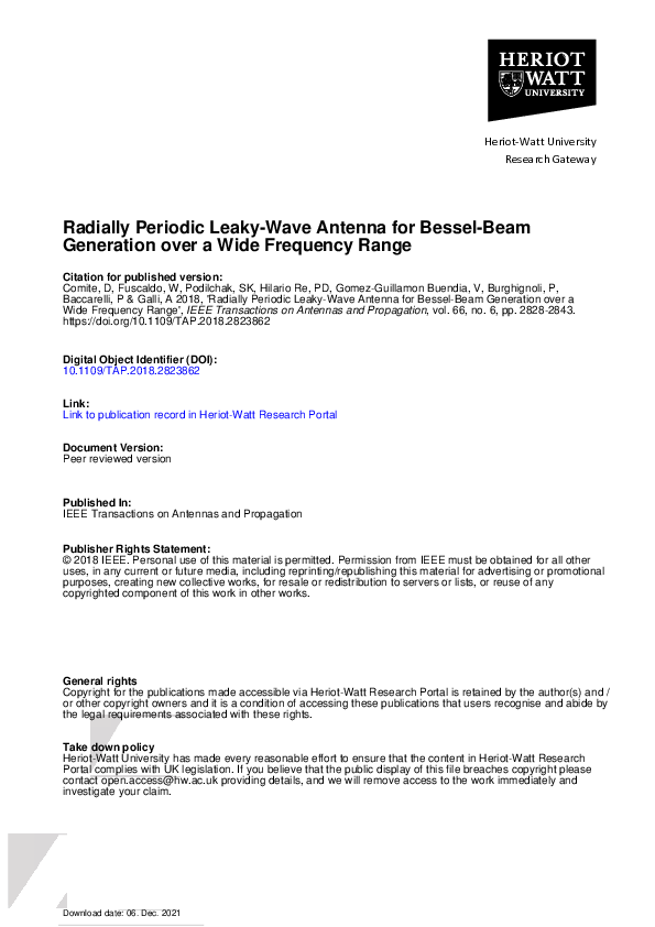 (PDF) Radially Periodic Leaky-Wave Antenna for Bessel Beam Generation Over a Wide-Frequency Range