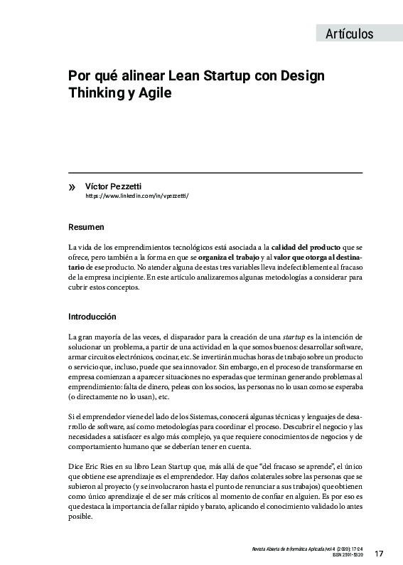 (PDF) Por qué alinear Lean Startup con Design Thinking y Agile