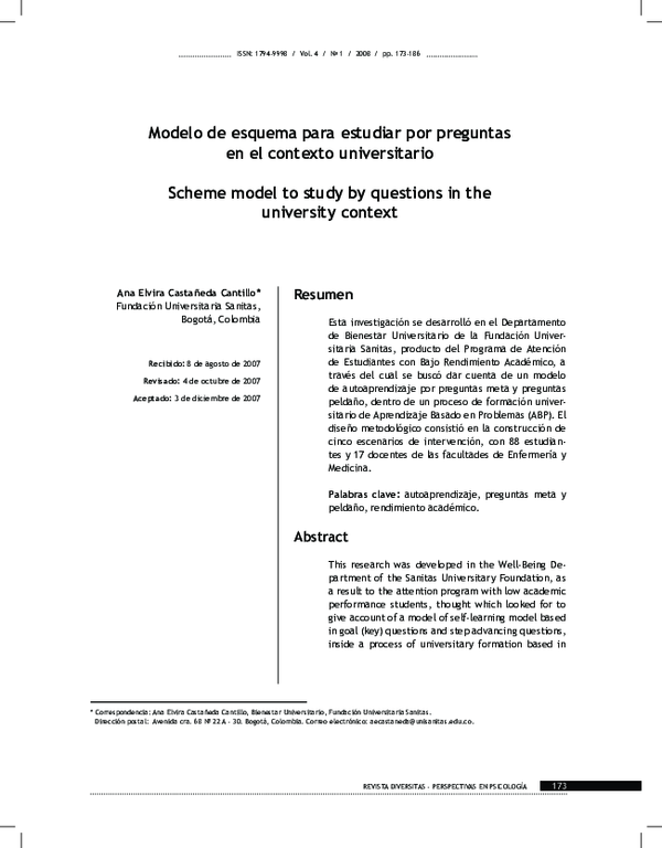 (PDF) Modelo de esquema para estudiar por preguntas en el contexto universitario
