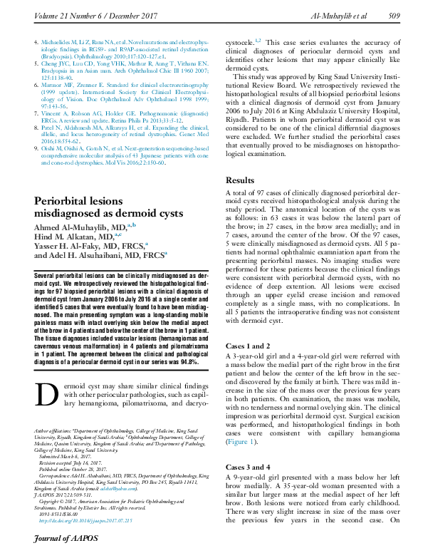 (PDF) Periorbital lesions misdiagnosed as dermoid cysts