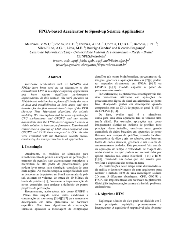 (PDF) FPGA-based Accelerator to Speed-up Seismic Applications