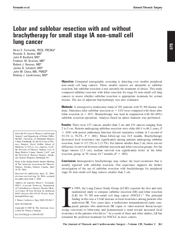 (PDF) Lobar and sublobar resection with and without brachytherapy for ...