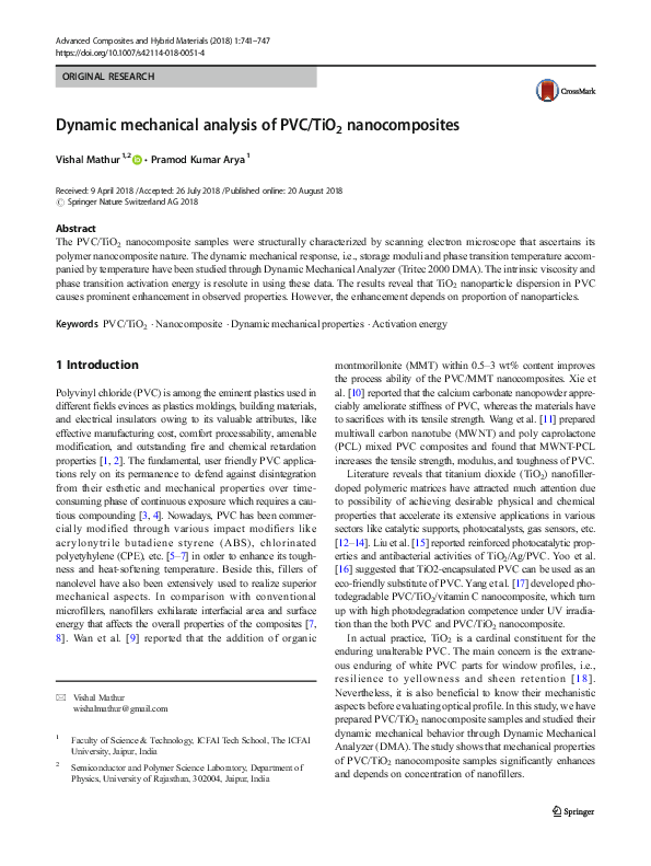 (PDF) Dynamic mechanical analysis of PVC/TiO2 nanocomposites