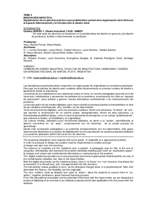 (PDF) Innovación Didáctica. Digitalización de un ejercicio práctico ...