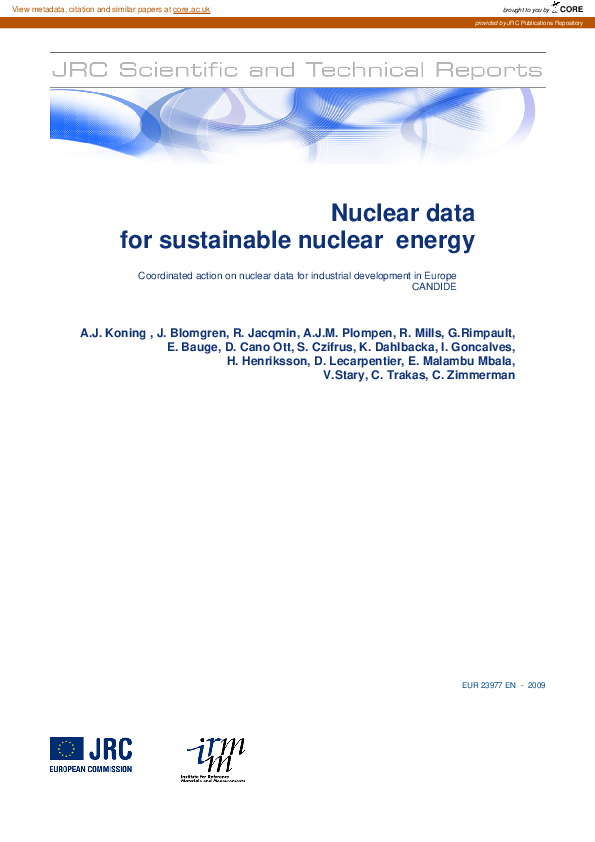 (PDF) Nuclear Data for Sustainable Nuclear Energy