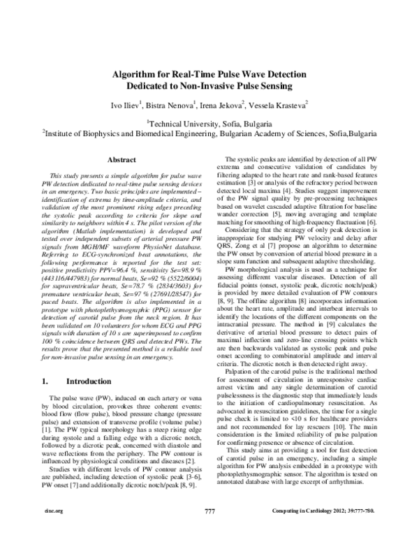 (PDF) Algorithm for real-time pulse wave detection dedicated to non ...