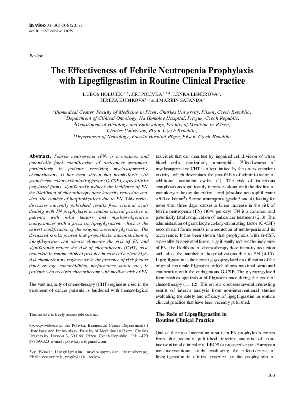 (PDF) The Effectiveness of Febrile Neutropenia Prophylaxis with ...