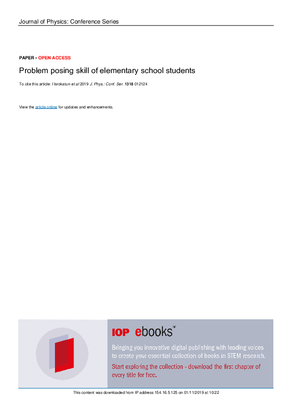 (PDF) Problem posing skill of elementary school students