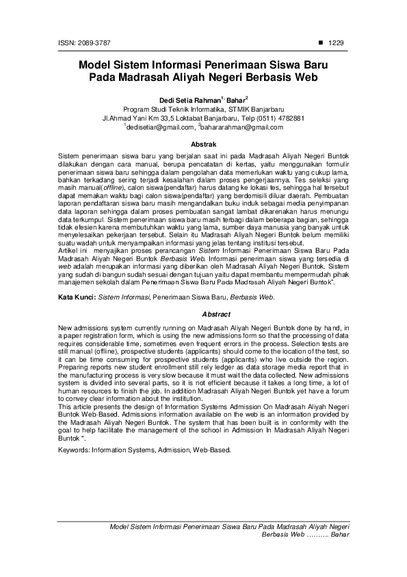(PDF) Model Sistem Informasi Penerimaan Siswa Baru Pada Madrasah Aliyah Negeri Berbasis Web