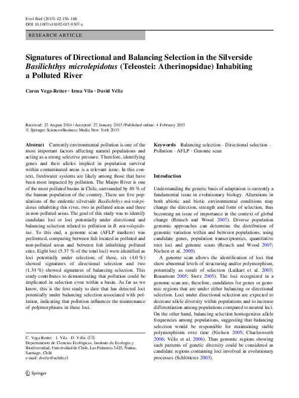 (PDF) Signatures of Directional and Balancing Selection in the ...