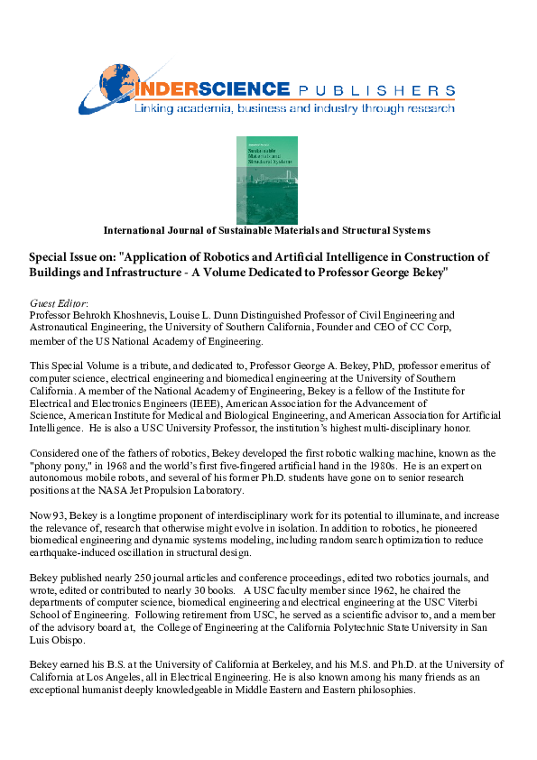 (PDF) Special Issue on: "Application of Robotics and Artificial ...