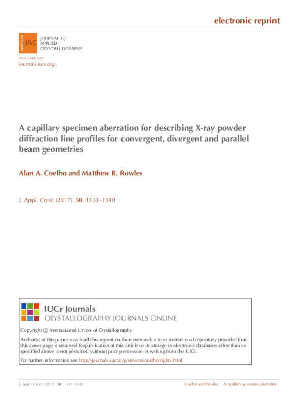 (PDF) A capillary specimen aberration for describing X-ray powder ...