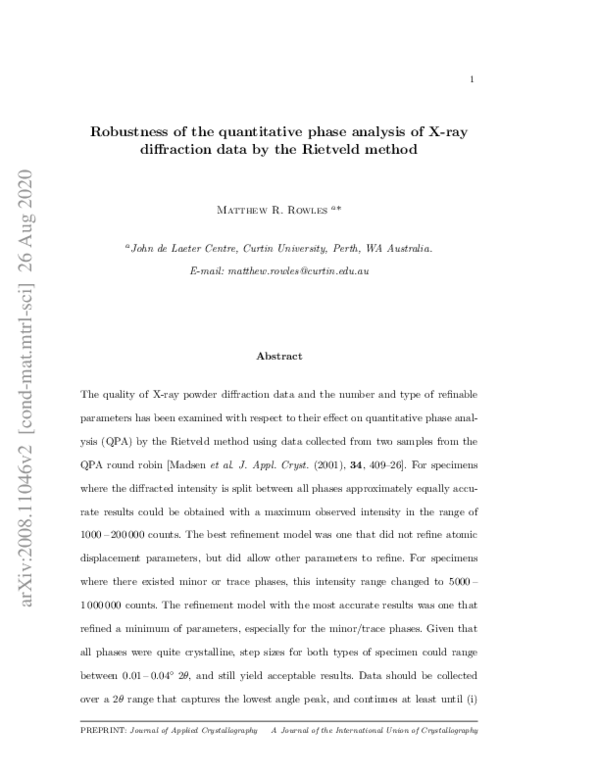 (PDF) Robustness of the quantitative phase analysis of X-ray ...
