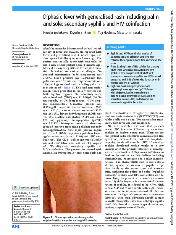 (PDF) Diphasic fever with generalised rash including palm and sole ...