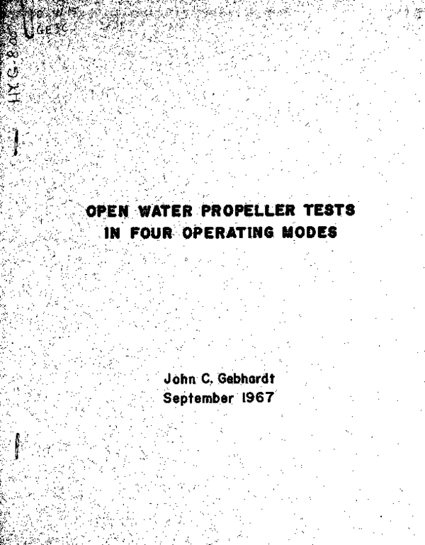 (PDF) Open Water Propeller Tests in Four Operating Modes | John ...