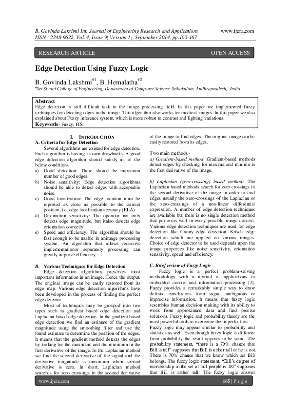 Pdf Edge Detection Using Fuzzy Logic Natinder Kaur 