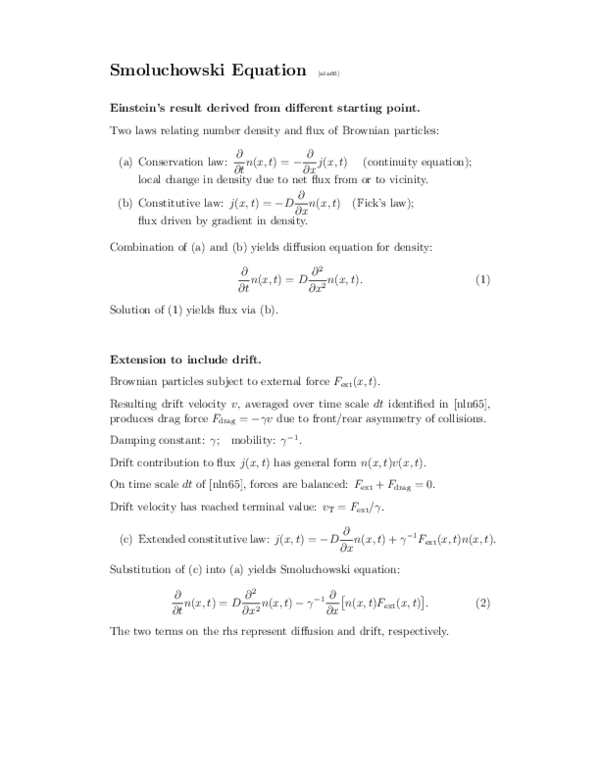 (PDF) The Smoluchowski Equation