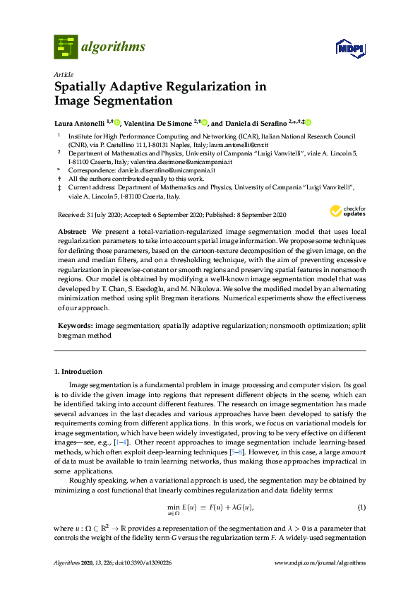 (PDF) Spatially Adaptive Regularization in Image Segmentation