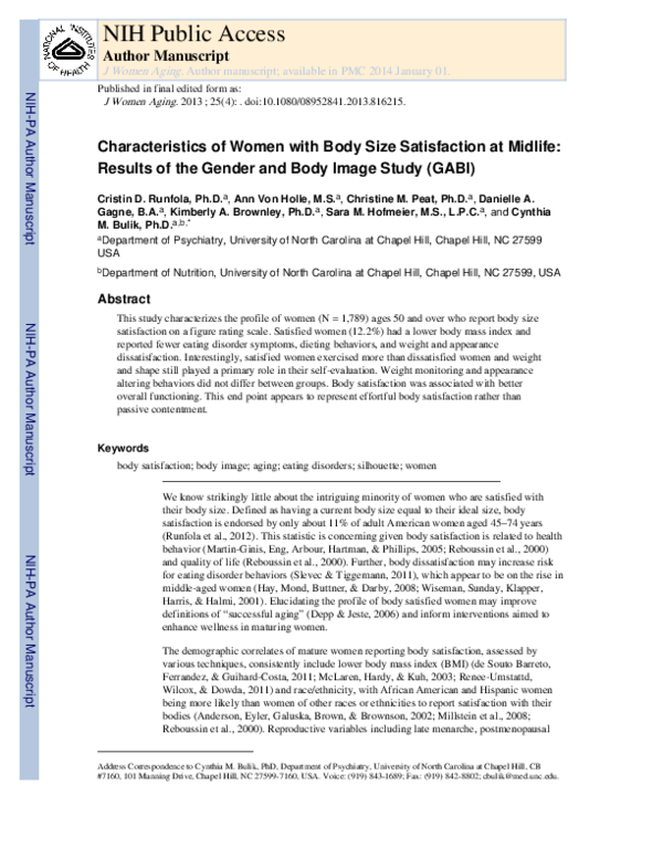 (PDF) Characteristics of Women with Body Size Satisfaction at Midlife ...