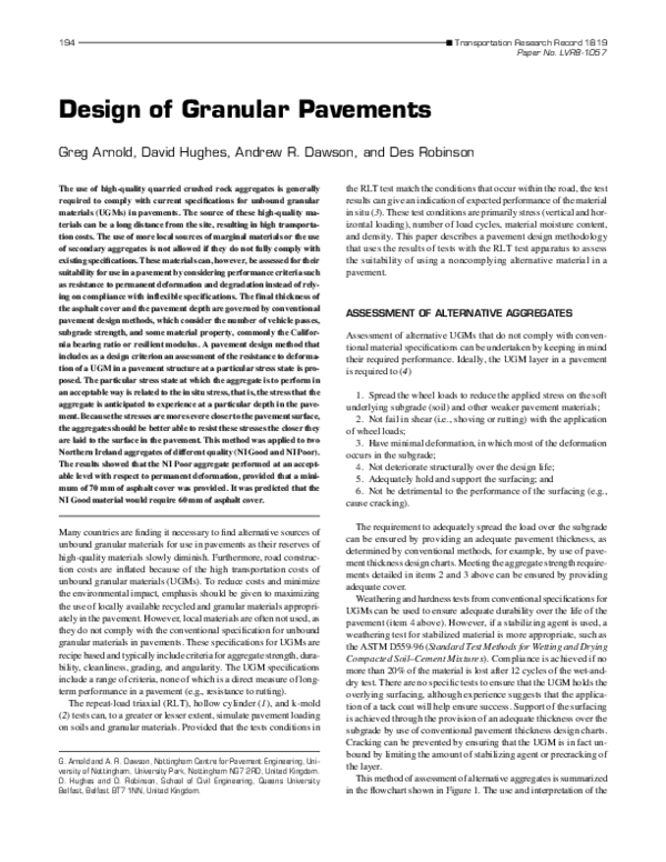 (PDF) Design of Granular Pavements