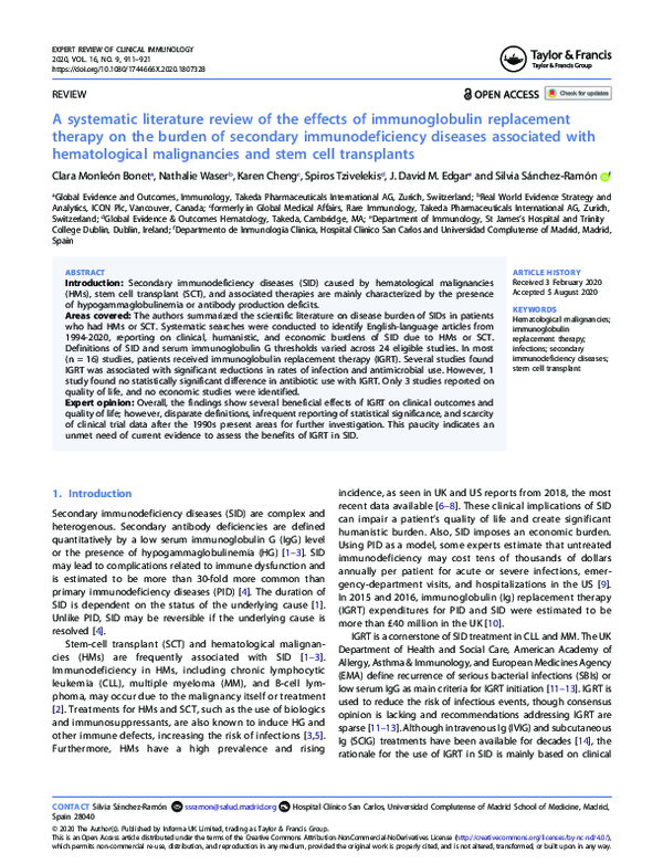 (PDF) A systematic literature review of the effects of immunoglobulin ...