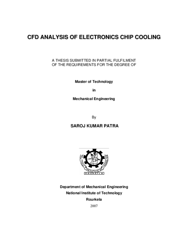 (PDF) CFD analysis of electronics chip cooling