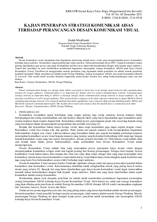 (PDF) Kajian Penerapan Strategi Komunikasi Aisas Terhadap Perancangan ...