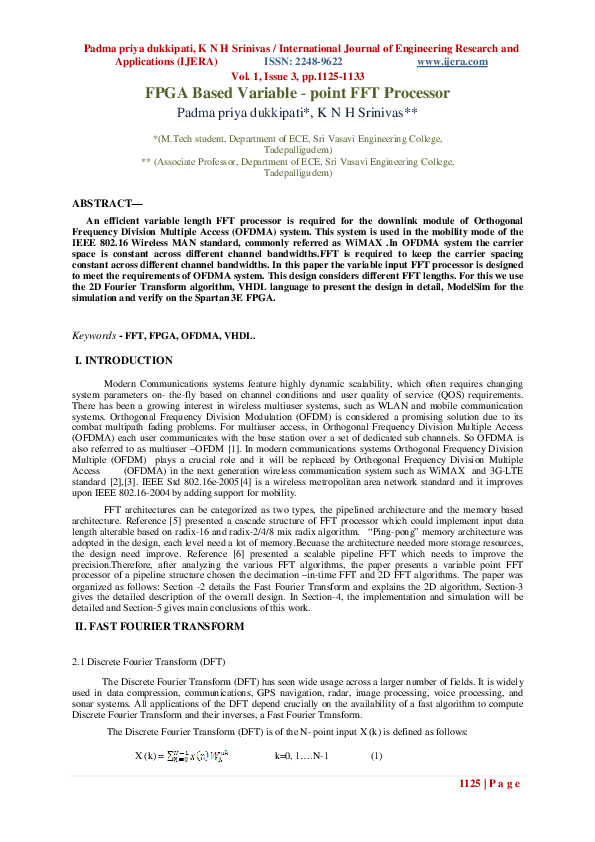 (PDF) FPGA Based Variable-point FFT Processor