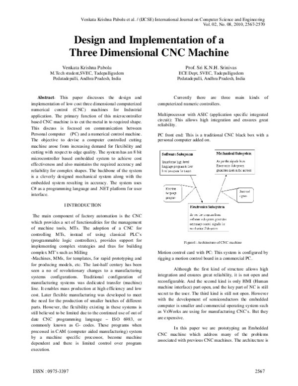 (PDF) Design and Implementation of a Three Dimensional CNC Machine