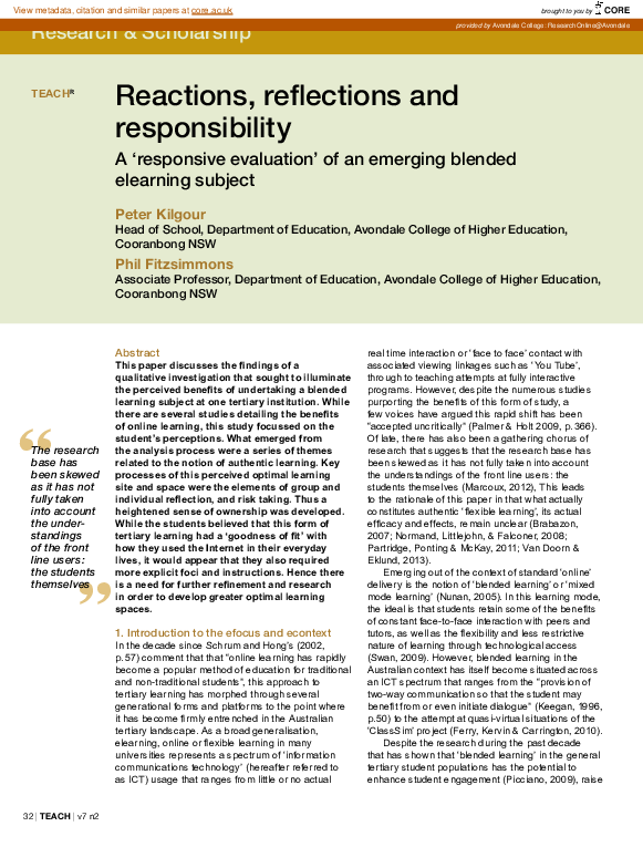 (PDF) Reactions, Reflections and Responsibility: A \u27Responsive ...