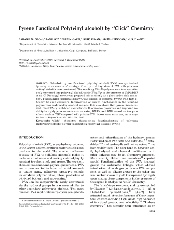 (PDF) Pyrene functional poly(vinyl alcohol) by “click” chemistry