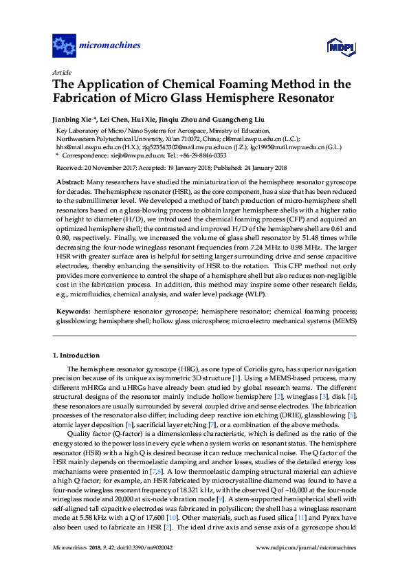 (PDF) The Application of Chemical Foaming Method in the Fabrication of ...