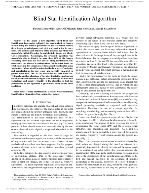 (PDF) Blind Star Identification Algorithm