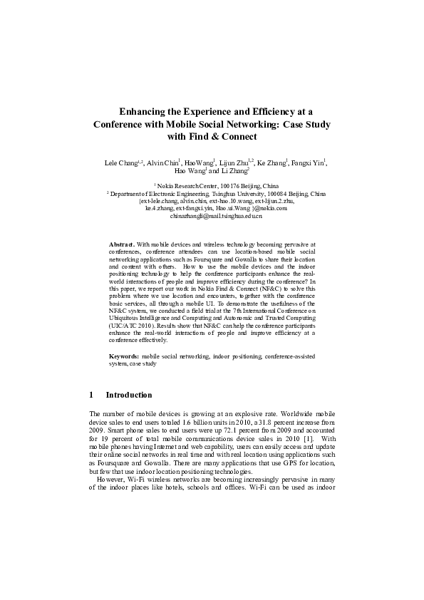 (PDF) Enhancing the Experience and Efficiency at a Conference with ...
