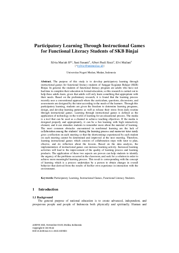 (PDF) Participatory Learning Through Instructional Games for Functional ...