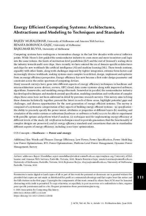 (PDF) Energy Efficient Computing Systems: Architectures, Abstractions ...