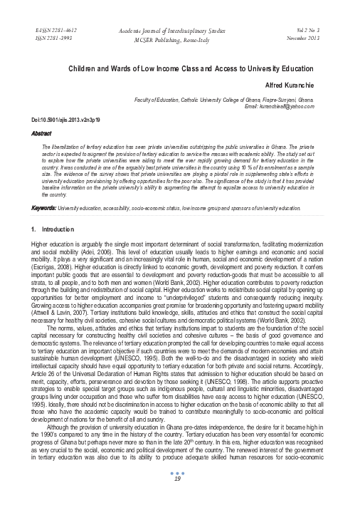 (PDF) Children and Wards of Low Income Class and Access to University ...