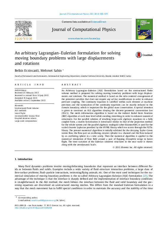 (PDF) Arbitrary Lagrangian Eulerian Formulation for Sloshing Tank Analysis in Nuclear Engineering