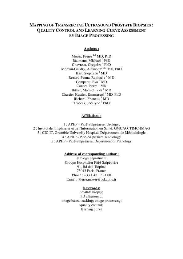 (PDF) Mapping of Transrectal Ultrasonographic Prostate Biopsies