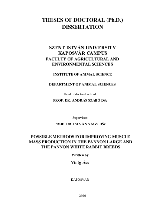 (PDF) Possible methods for improving muscle mass production in the ...