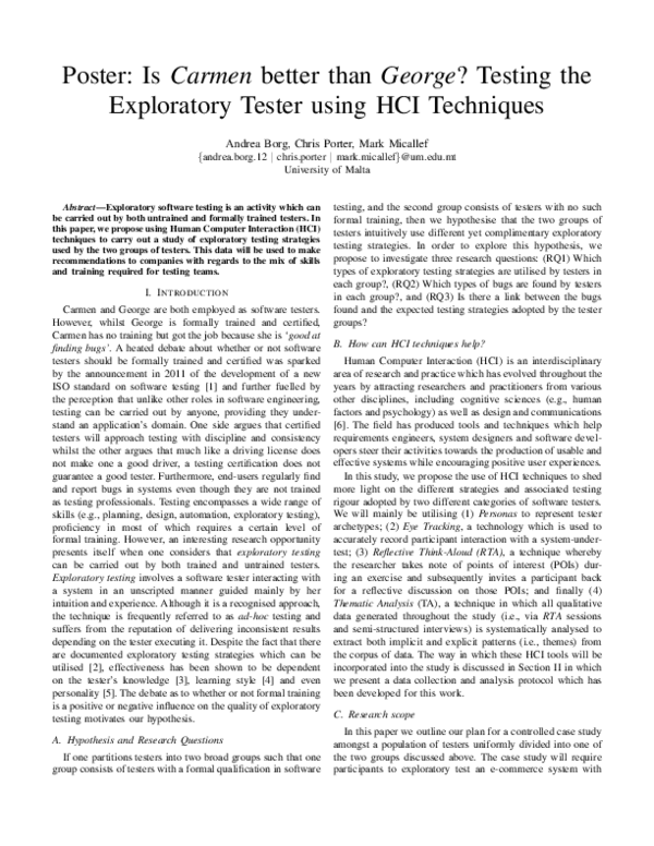 (PDF) Poster: Is Carmen Better than George? Testing the Exploratory ...