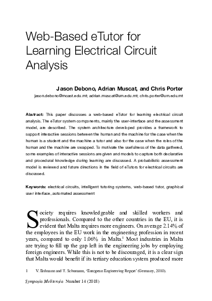 (PDF) Web-based eTutor for learningn electrical circuit analysis