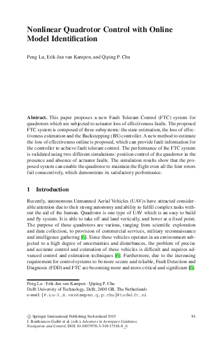 (PDF) Nonlinear Quadrotor Control with Online Model Identification