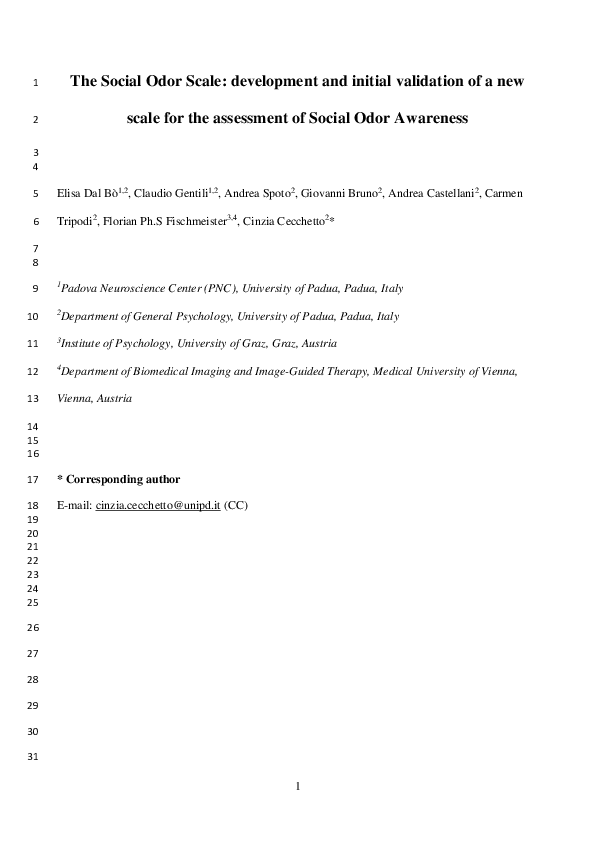 (PDF) The Social Odor Scale: development and validation of a new scale ...
