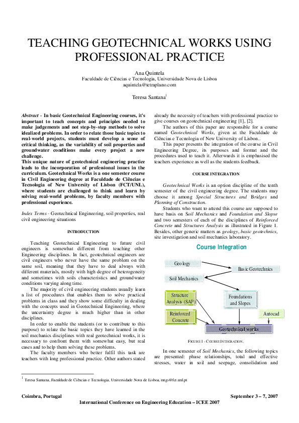 (PDF) Teaching Geotechnical Works Using Professional Practice