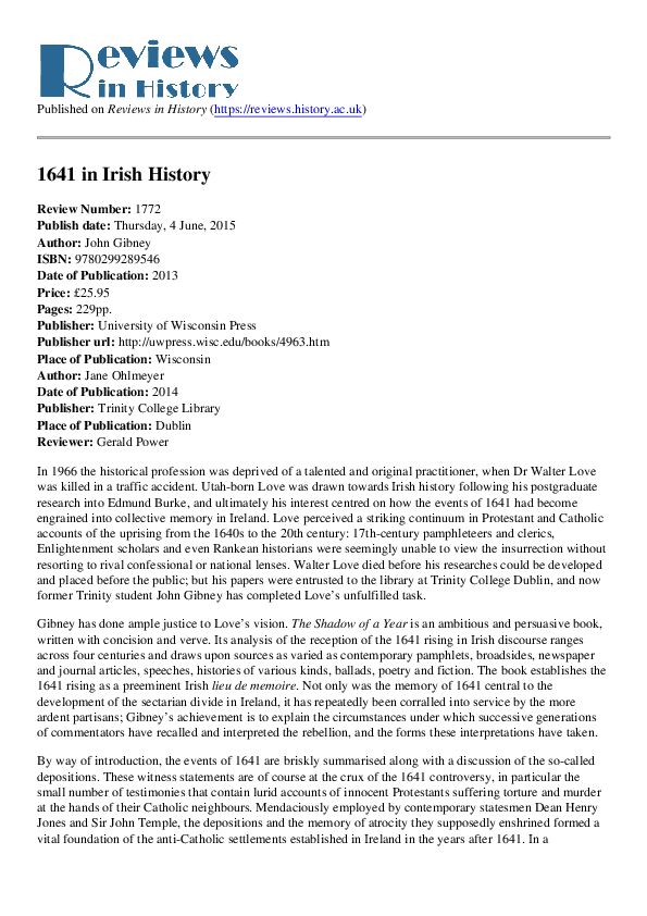 (PDF) 1641 in Irish History