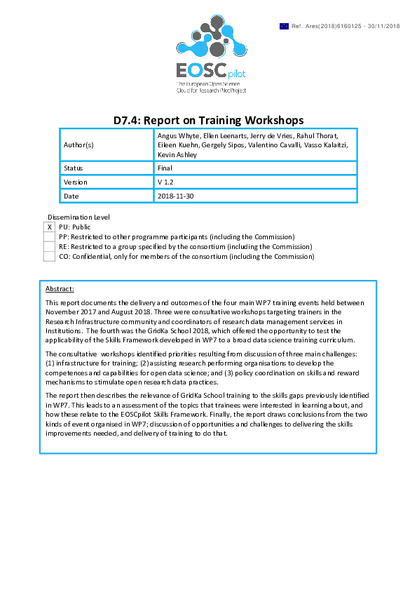(PDF) D7.4: Report on Training Workshops
