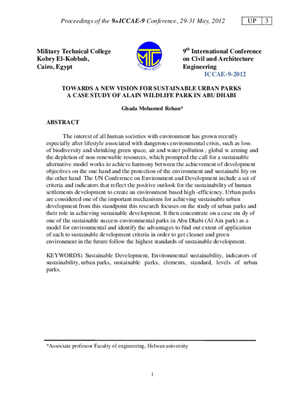 (PDF) Towards a New Vision for Sustainable Urban Parks a Case Study of ...