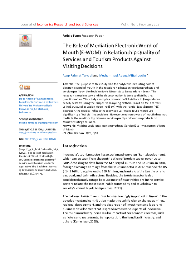 (PDF) The Role of Mediation Electronic Word of Mouth (E-WoM) in ...